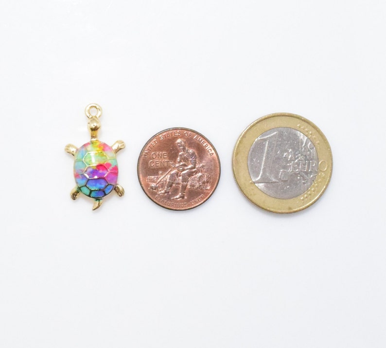 Rainbow Epoxy Turtle Pendant . Turtle Charm . Tortoise Charm . - Etsy