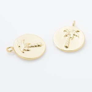 Palm Tree Pendant . Palm Tree Charm . Coin Pendant . Coin Charm ...