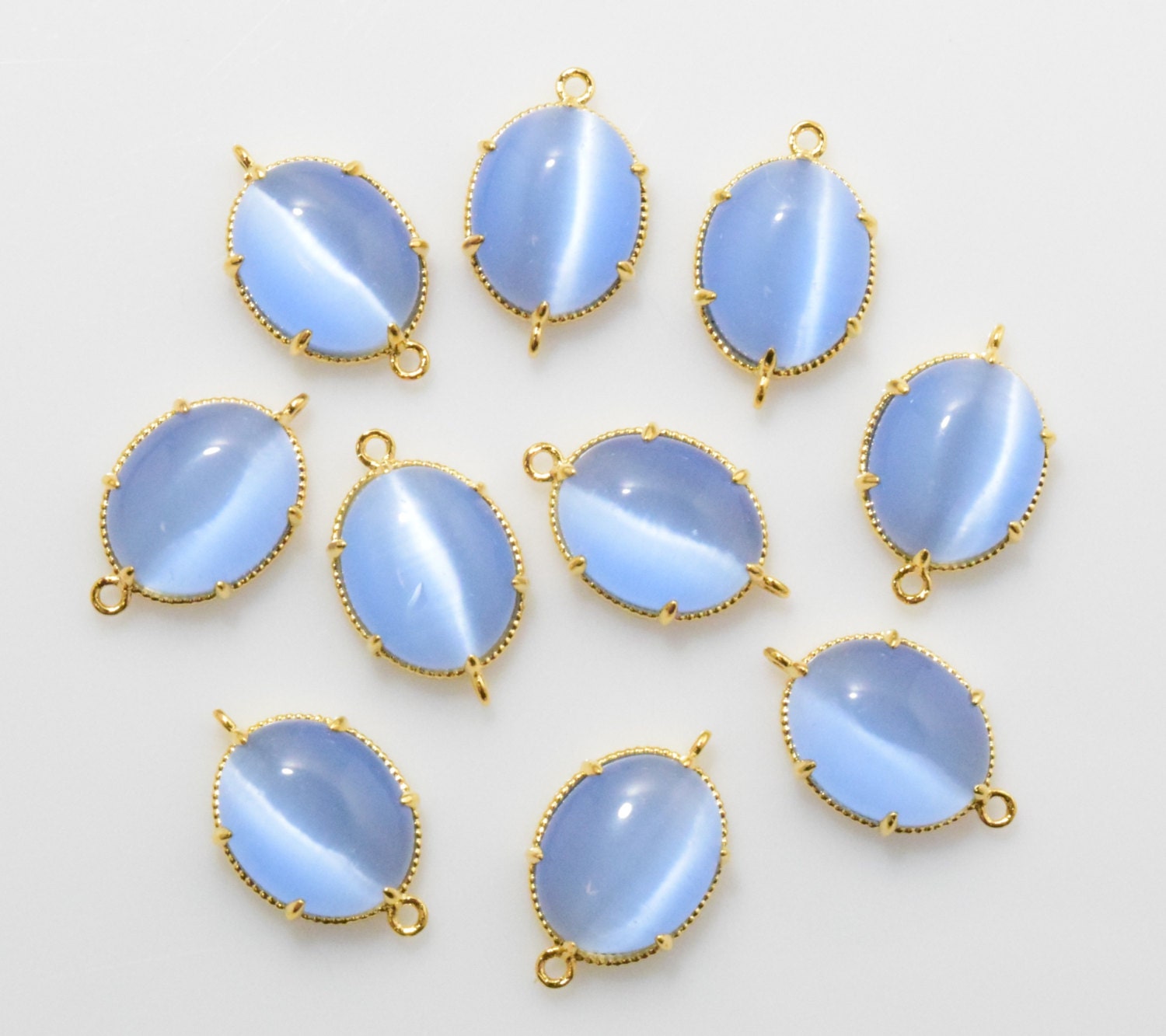 Ice Blue Cats Eye Glass Connector Pendant. Jewelry Craft | Etsy