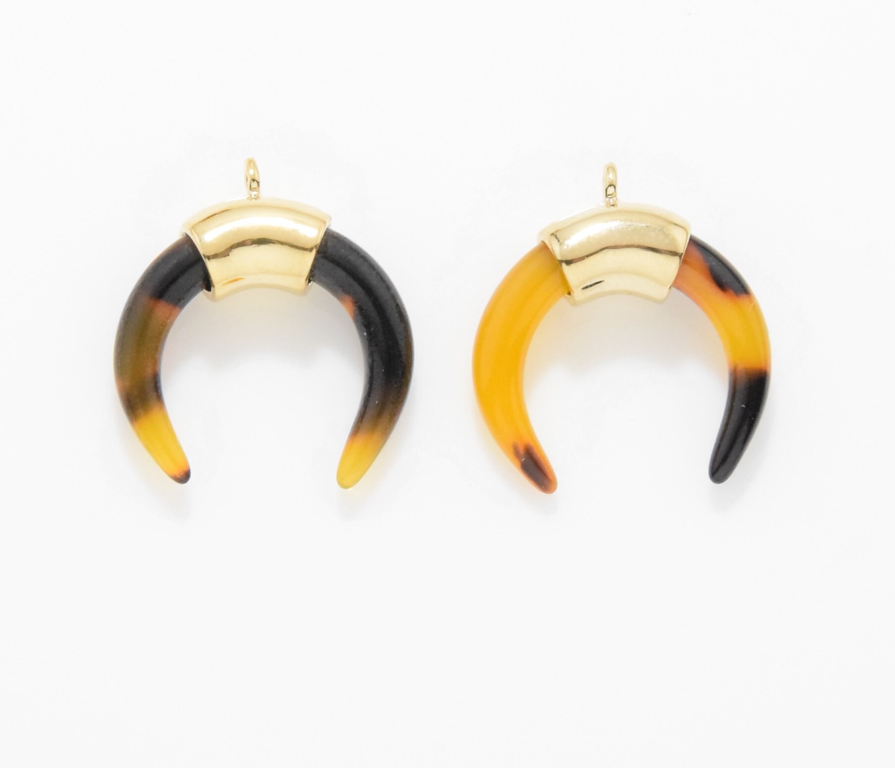 Leopard Gemstone Ox Horn Pendant . Gemstone Bull Horn Charm . - Etsy