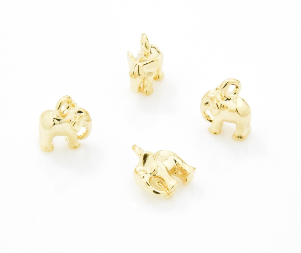 Elephant Brass Pendant (small) . Elephant Charm . Elephant Beads. 16K ...