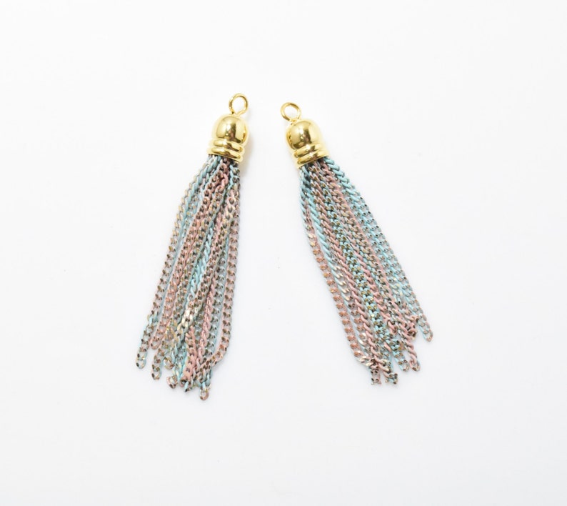 Rainbow Metal Tassel . Mix Metal Tassel . Rainbow Tassel . - Etsy