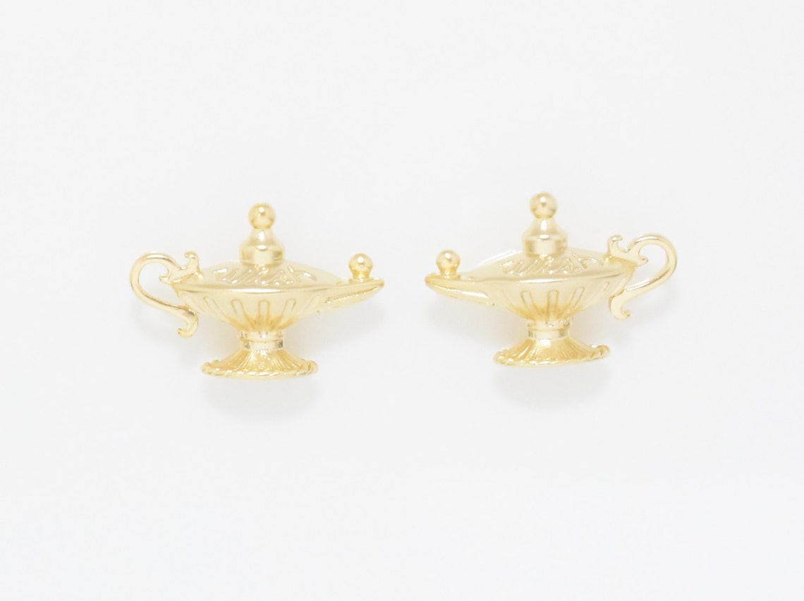 Magic Lamp Pendant . Magic Lamp Charm . Wish Pendant . Wish Charm . 16K ...