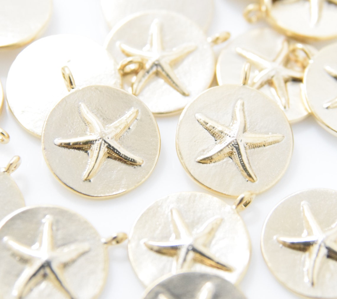 Starfish Pendant . Starfish Charm . Star Fish Beads . Coin Pendant ...