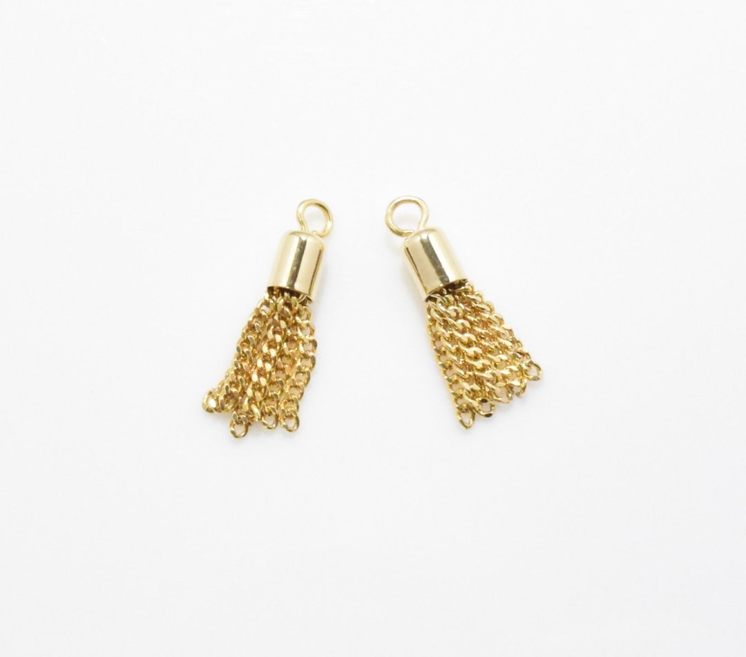 Gold Metal Tassel , Chain Tassel . Tiny Metal Tassel . 16K Polished ...
