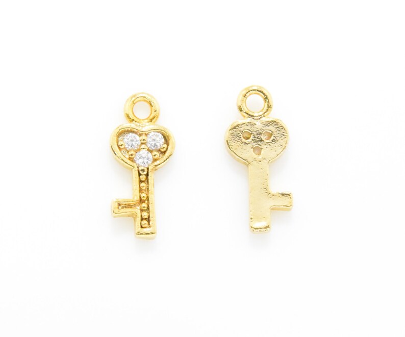 Cubic Key Pendant . Tiny Key Pendant . Key Brass Pendant . - Etsy