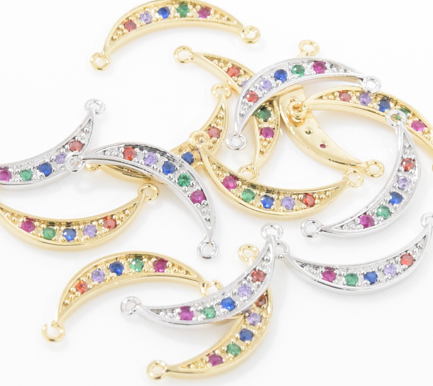 Multiple Cubic Crescent Pendant . Cubic Crescent Charm . Crescent ...