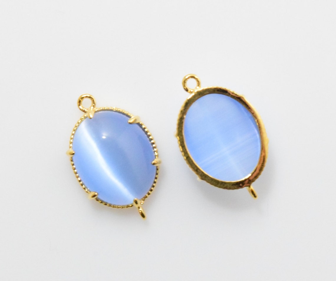 Ice Blue Cats Eye Glass Connector Pendant. Jewelry Craft - Etsy