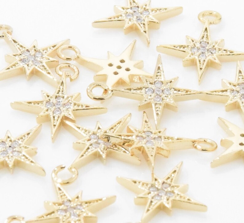 Cubic Star Pendant . Cubic Star Charm . Star Beads . Bridal | Etsy