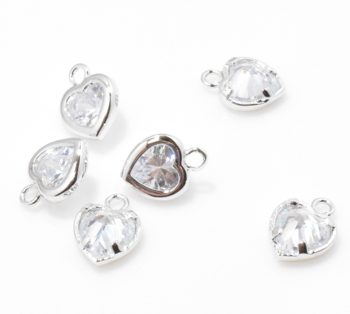 Cubic Heart Pendant . Heart Charm . Cubic Zirconia . Wedding - Etsy