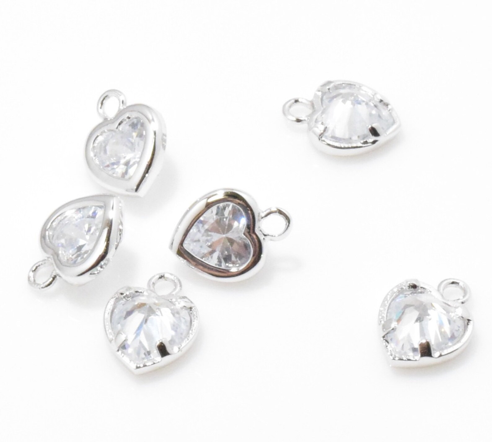 Cubic Heart Pendant . Heart Charm . Cubic Zirconia . Wedding Jewelry ...