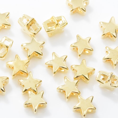 Tiny Star Bead . Star Brass Bead . Star Charm . Star Pendant . - Etsy