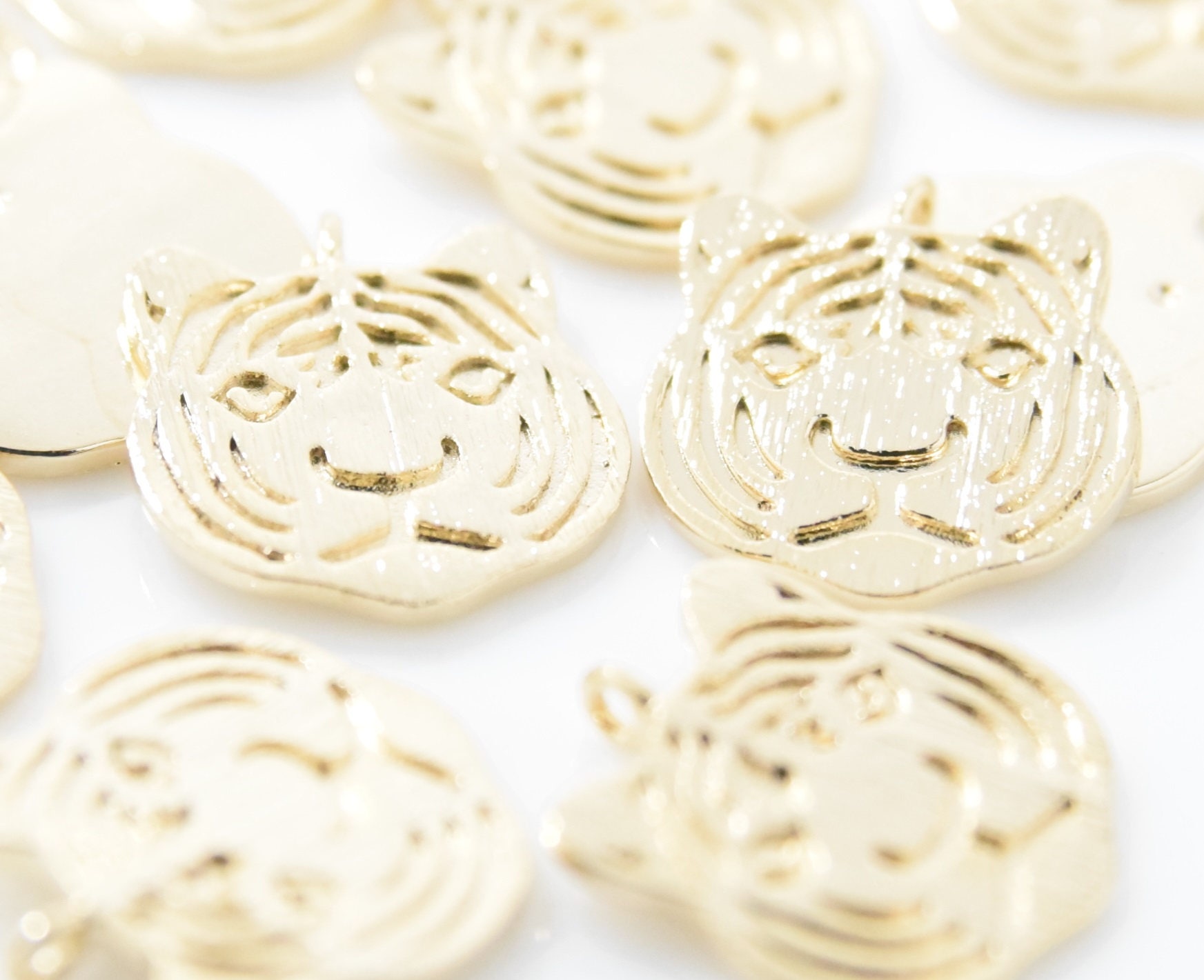 Tiger Brass Pendant . Tiger Charm . Tiger Beads . Animal | Etsy