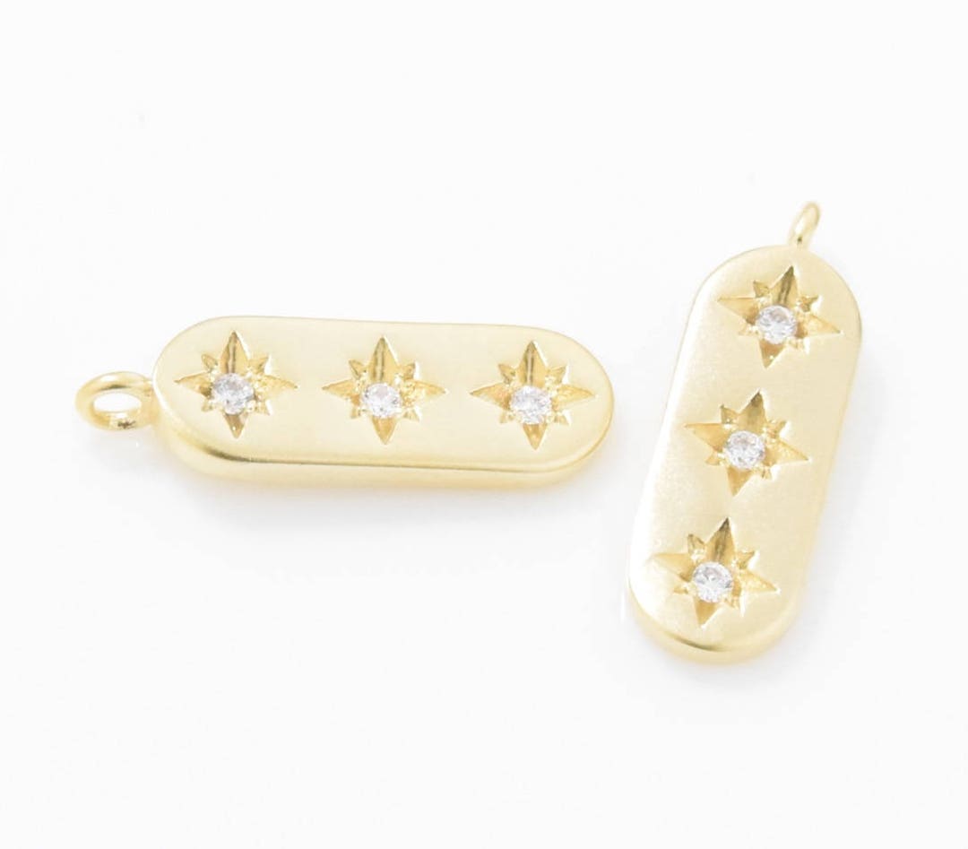 Cubic Star Pendant . Cubic Star Charm . Cubic Star Beads . Flat Star ...