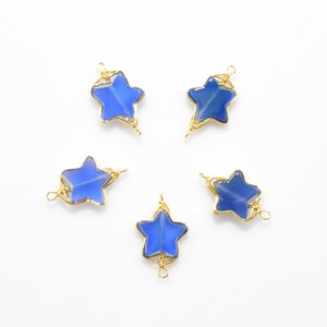 Blue Agate Star Connector . Star Pendant . Agate Charm . Agate Gemstone ...