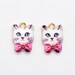 Pink Ribbon Cat Pendant . Epoxy Cat Pendant . White Cat Charm - Etsy