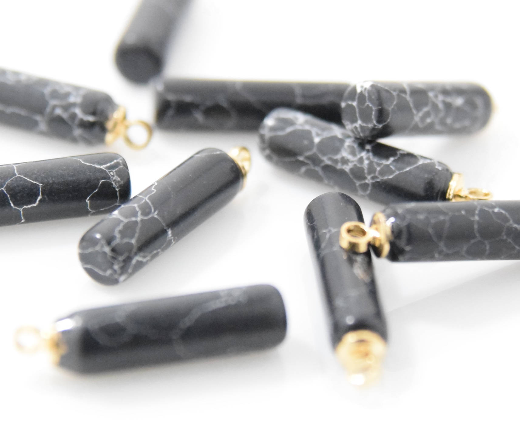 Black Howlite Bar Pendant . Turquoise Bar Pendant . Howlite | Etsy