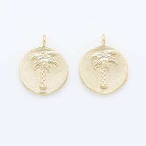 Palm Tree Pendant . Palm Tree Charm . Coin Pendant . Coin Charm ...