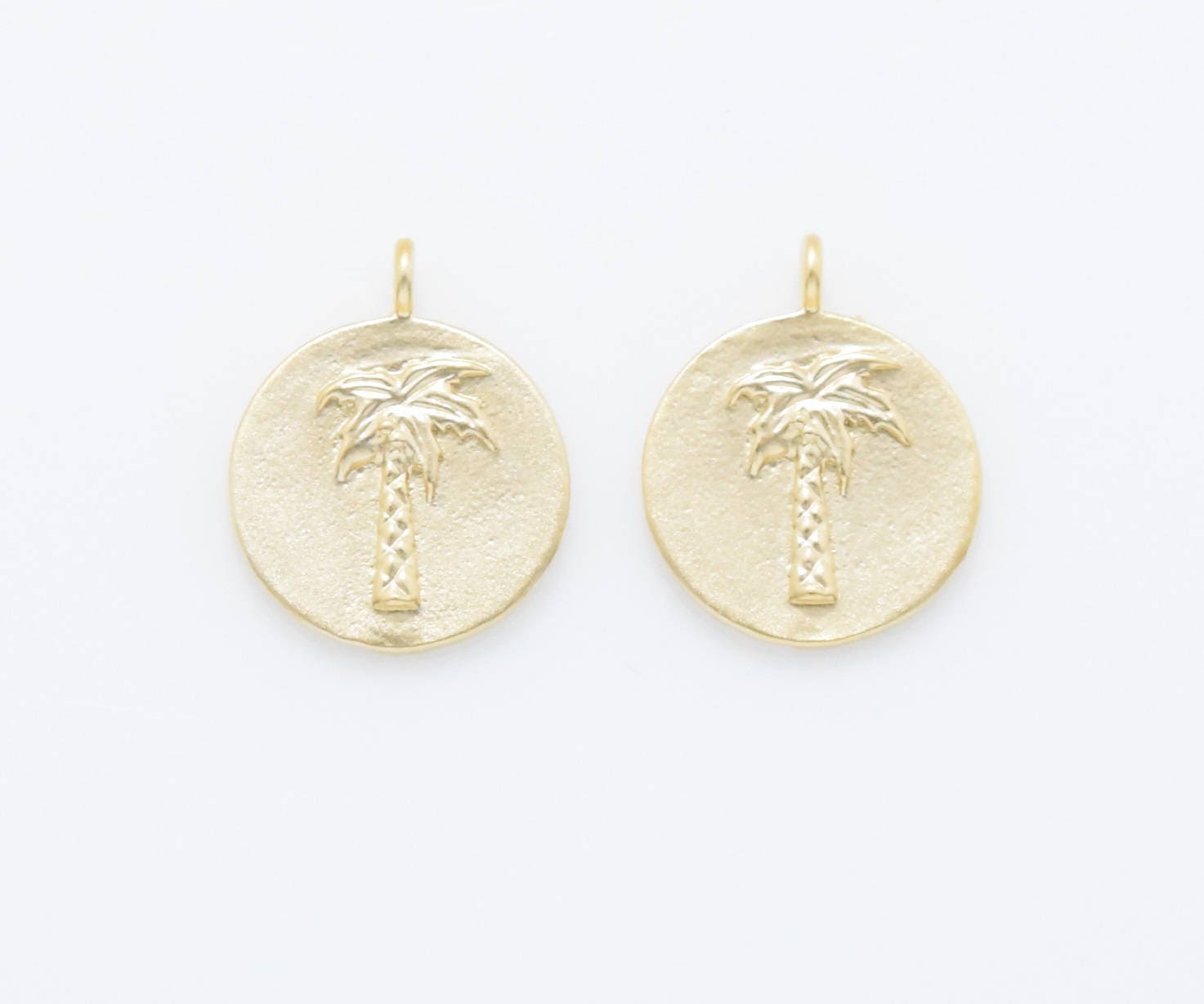 Palm Tree Pendant . Palm Tree Charm . Coin Pendant . Coin Charm ...