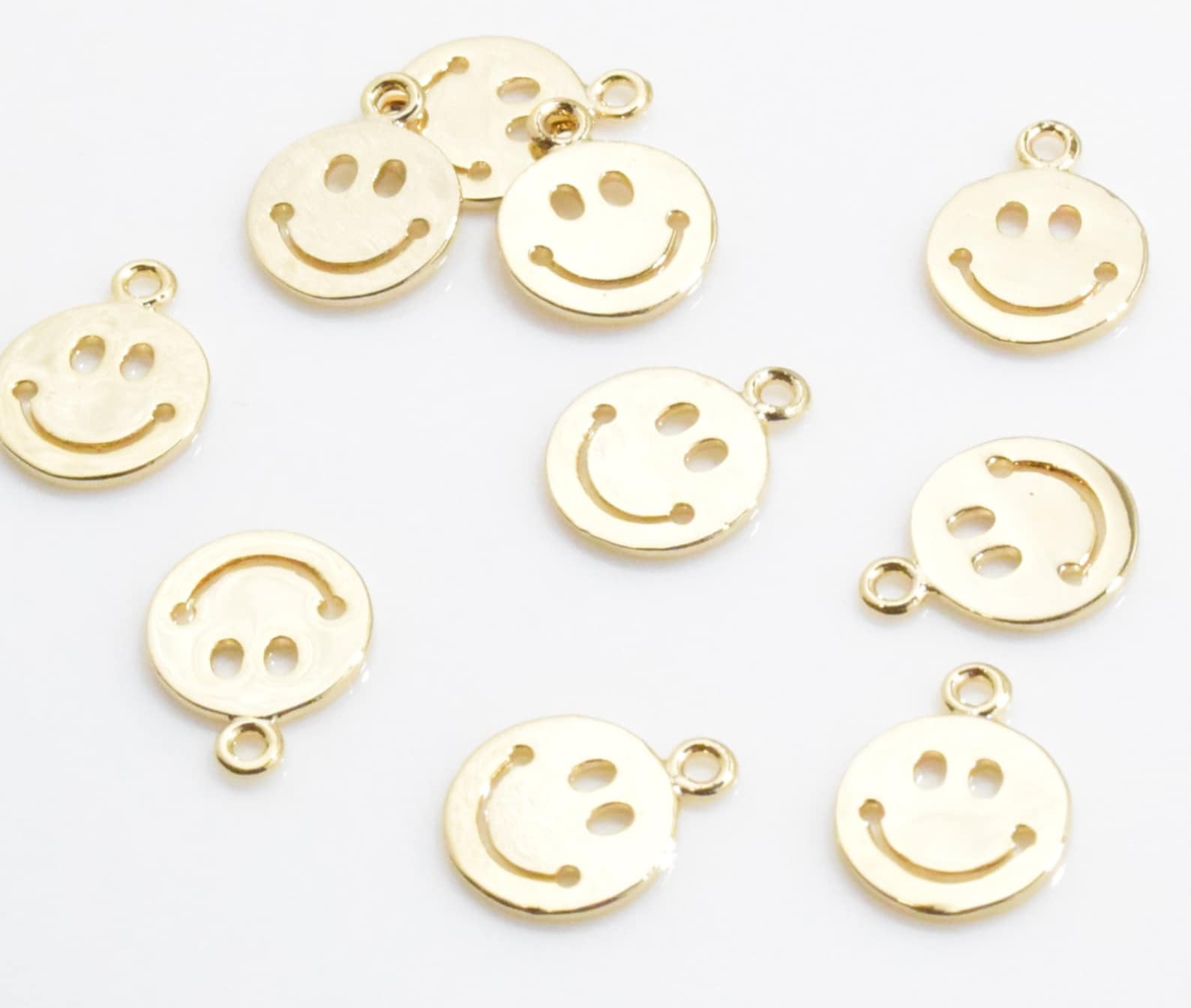 Smile Pendant . Smile Charm . Flat Pendant . 16K Polished Gold - Etsy