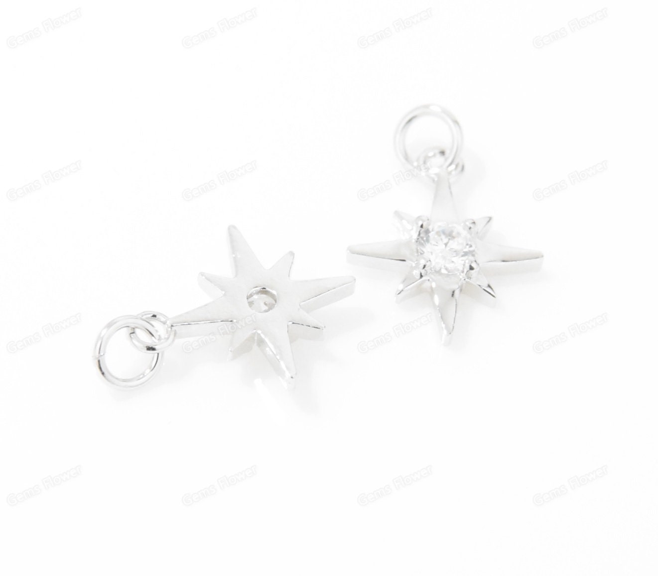 White Cubic Star Pendant . Cubic Star Charm . Cubic Star Beads ...