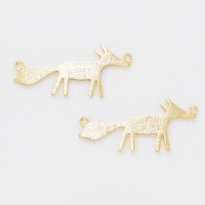 Fox Brass Pendant . Fox Connector . Fox Charm . Animal Pendant . 16K ...