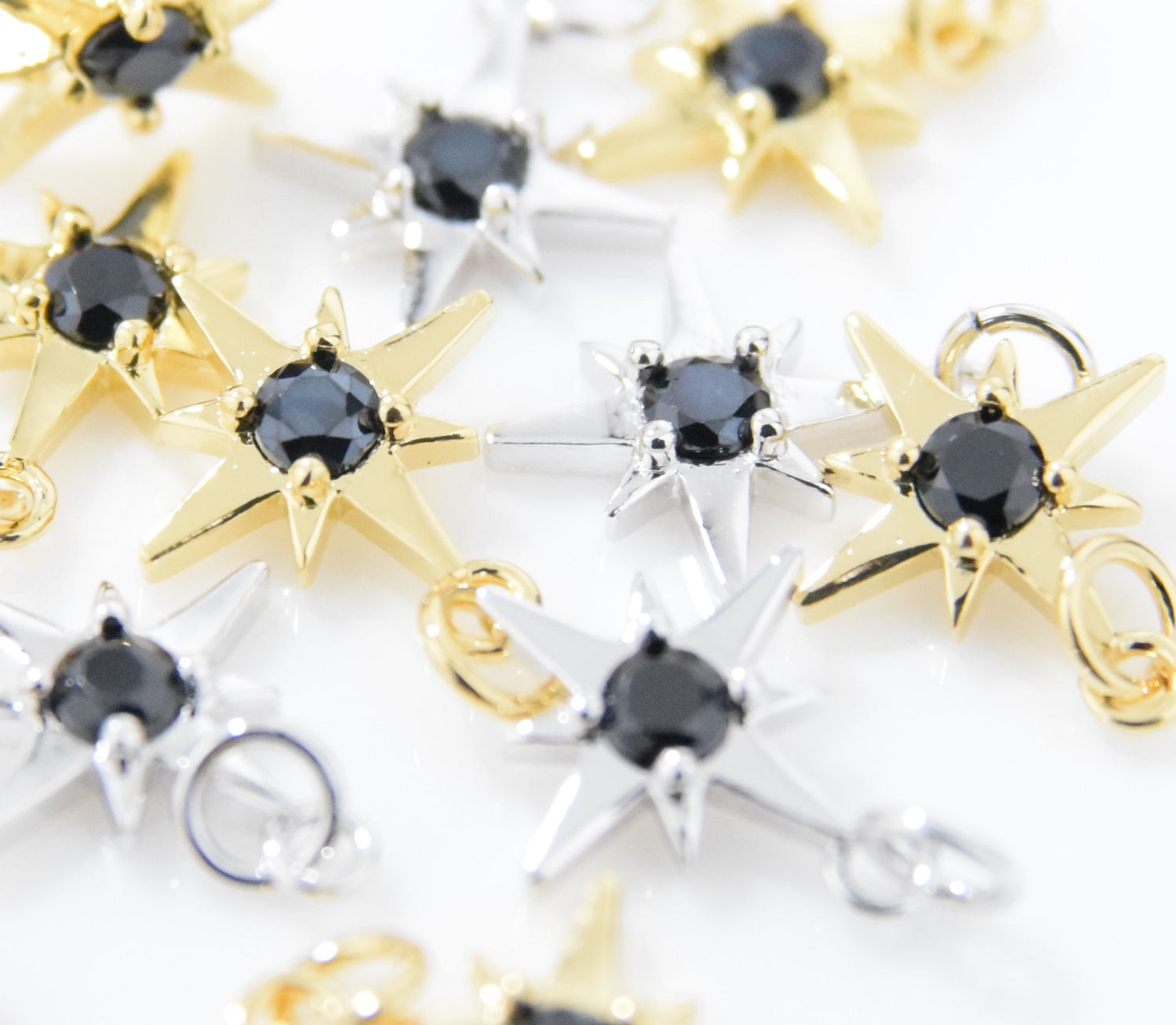 Black Cubic Star Pendant . Cubic Star Charm . Cubic Star Beads ...
