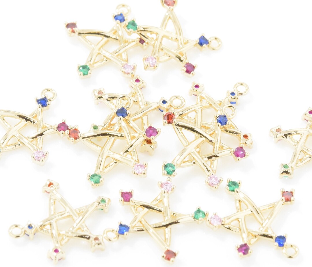 Multiple Cubic Star Pendant . Cubic Star Charm . Cubic Star Beads . 16K ...