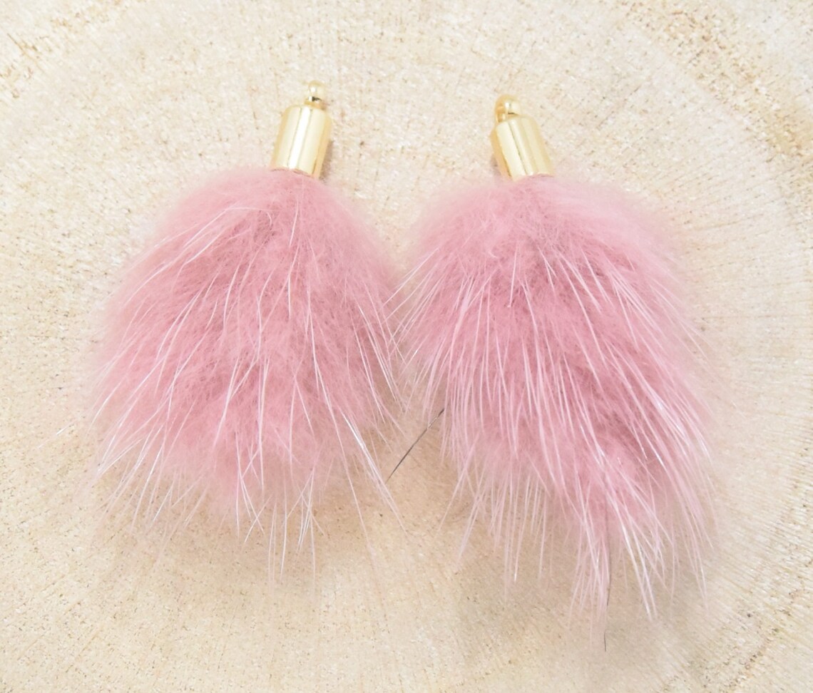 Dark Pink Mink Pendant . Genuine Mink Pendant . Mink Charm . | Etsy