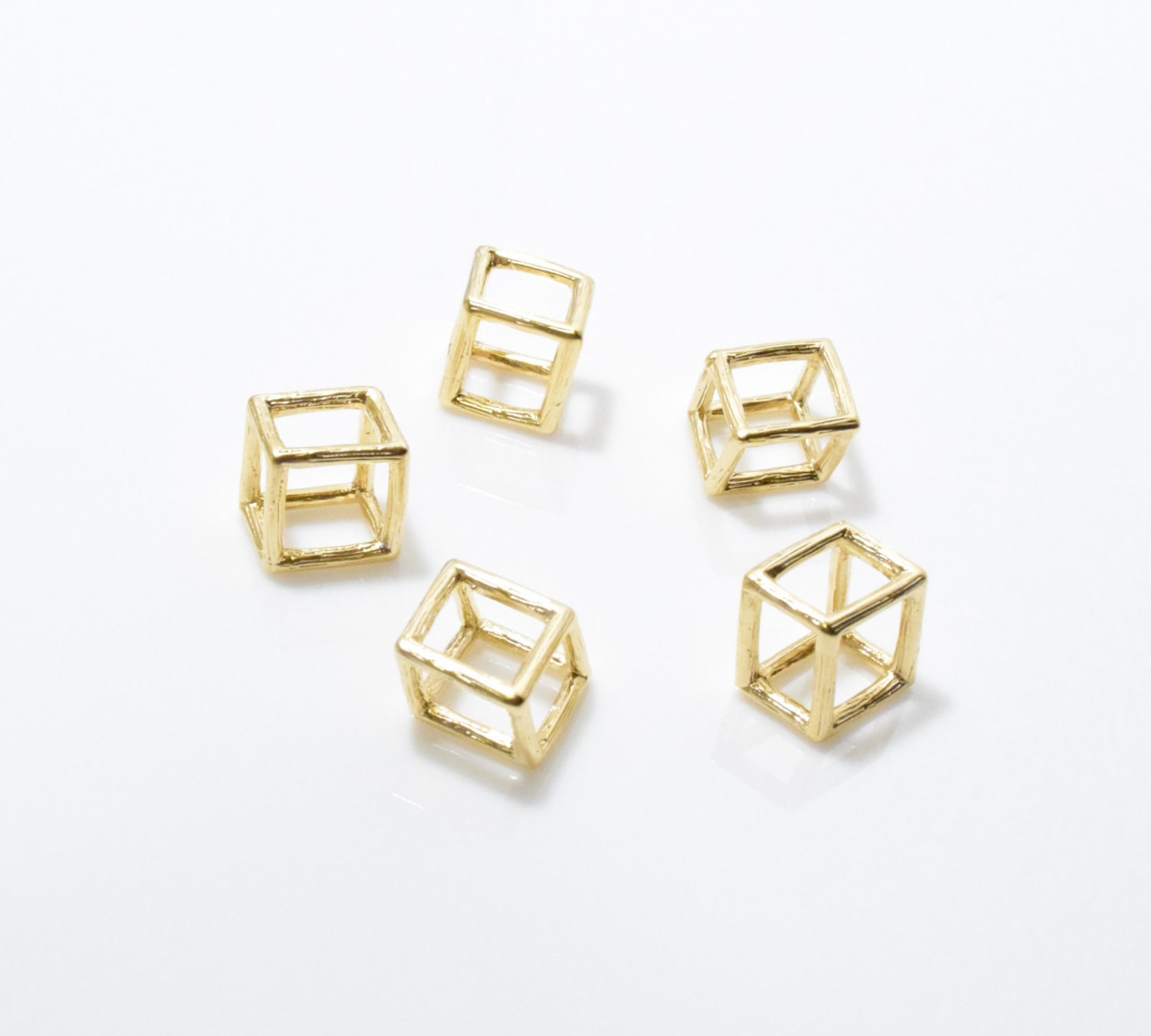 Cube Brass Pendant . Cube Charm . Solid Figure Charm . 16K - Etsy