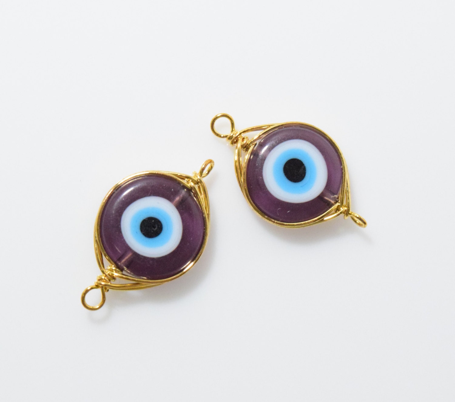 Purple Evil Eye Crystal Connector Crystal Charm . Evil Eye - Etsy
