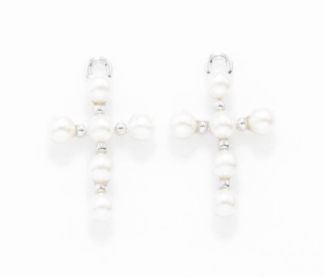 Pearl Cross Pendant . Pearls Cross Charm . Wedding Jewelry . | Etsy