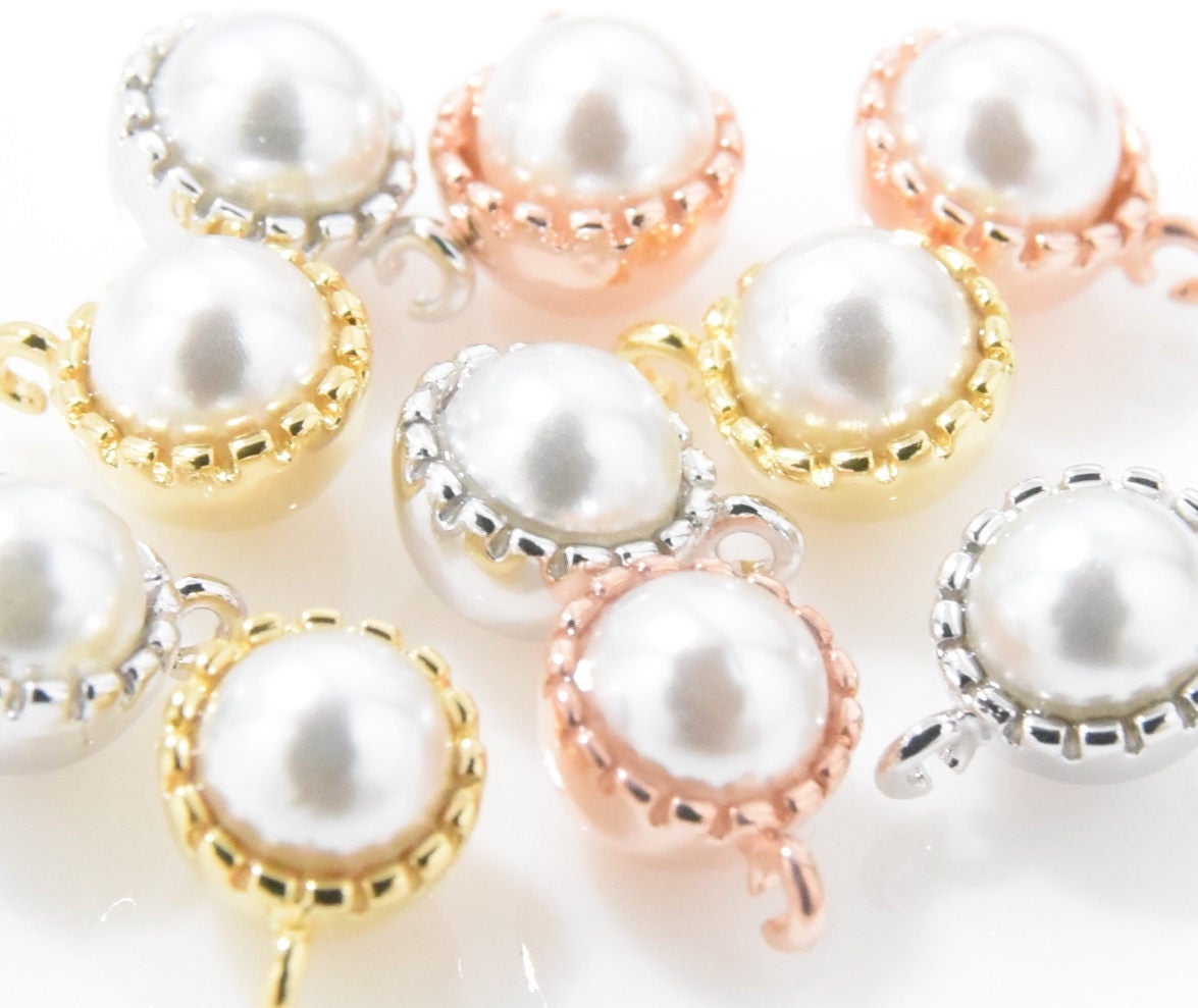 Tiny Pearl Pendant large . Tiny Pearl Charm . Round Pearl - Etsy