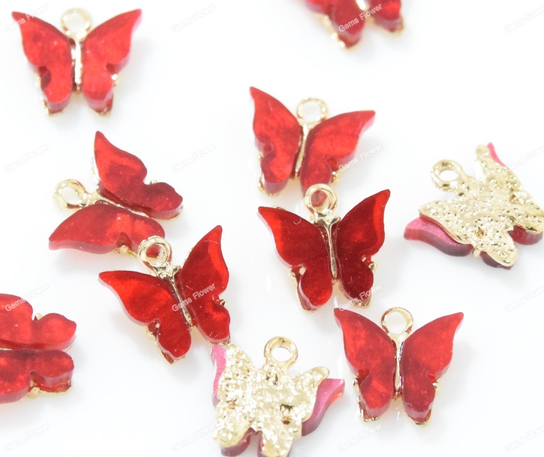 Pearl Deep Red Butterfly Acrylic Pendant . Butterfly Pendant ...