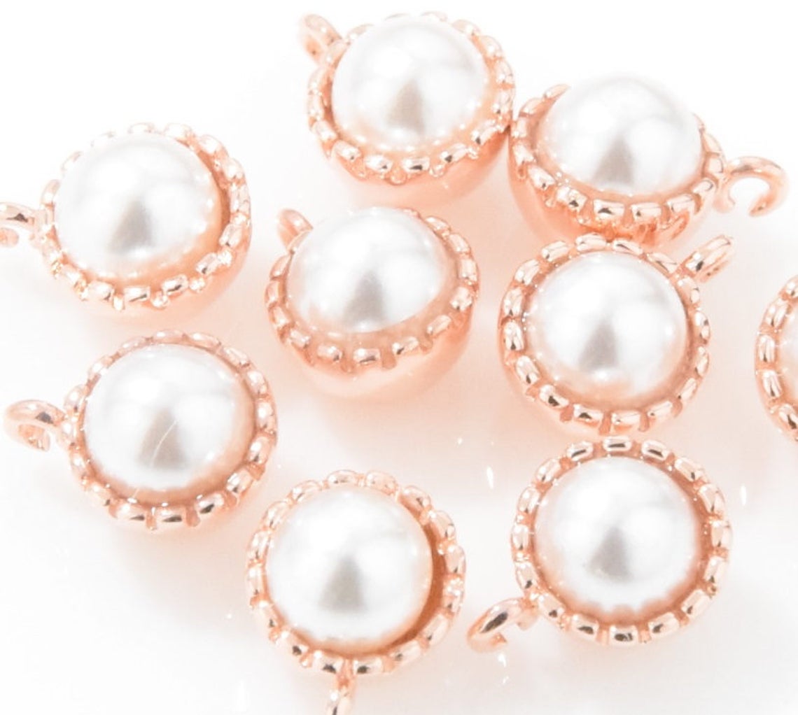 Tiny Pearl Pendant large . Tiny Pearl Charm . Round Pearl | Etsy