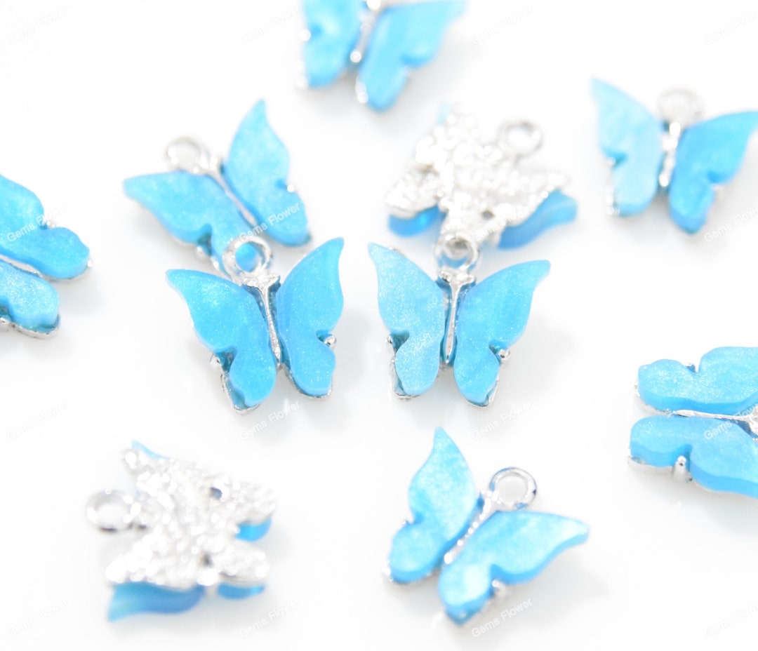 Pearl Ocean Blue Butterfly Acrylic Pendant . Acrylic Butterfly Charm ...