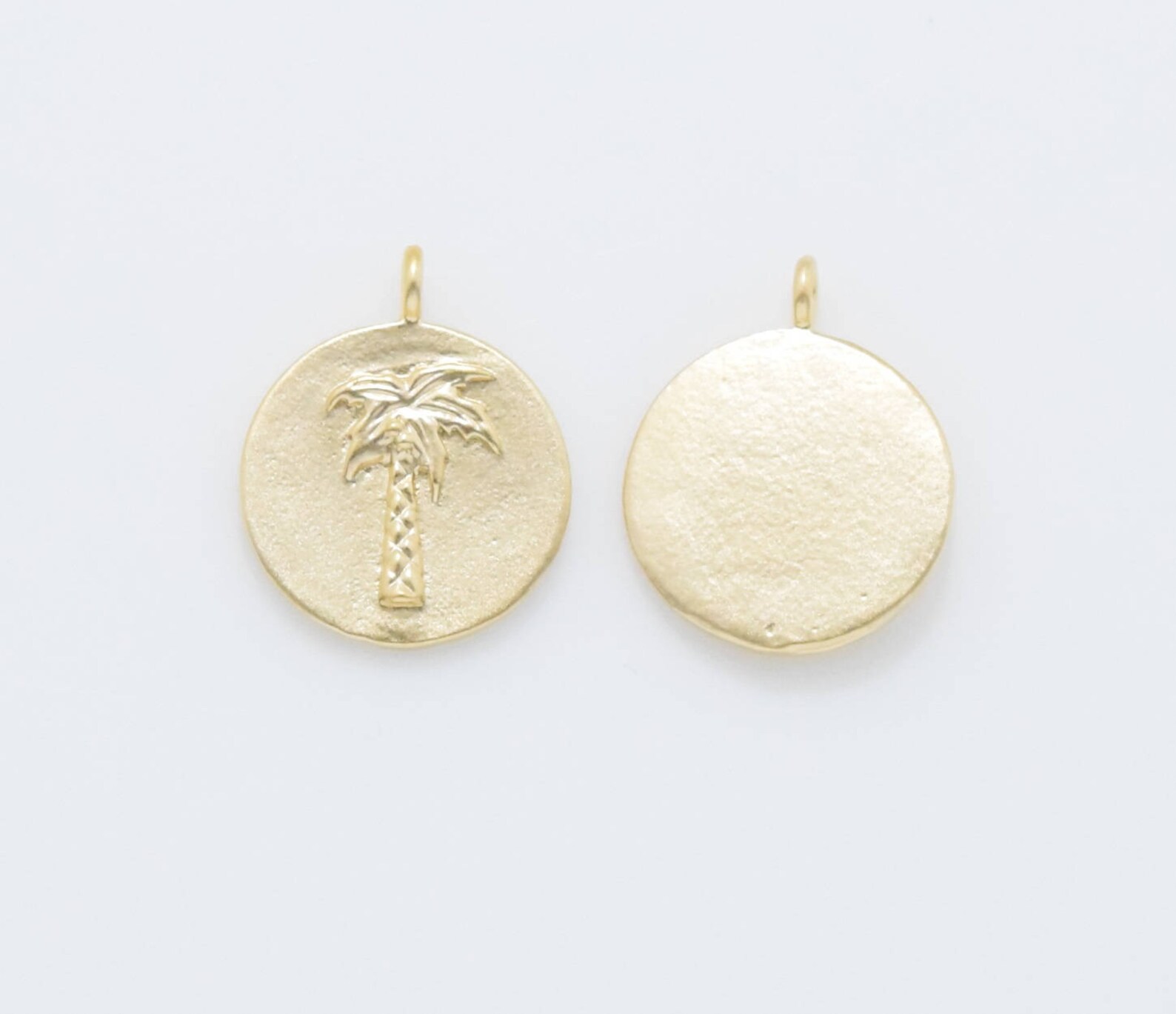 Palm Tree Pendant . Palm Tree Charm . Coin Pendant . Coin Charm ...