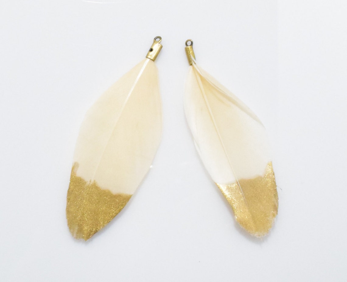 Ivory Feather Pendant . Beige Feather Pendant . Genuine Duck | Etsy