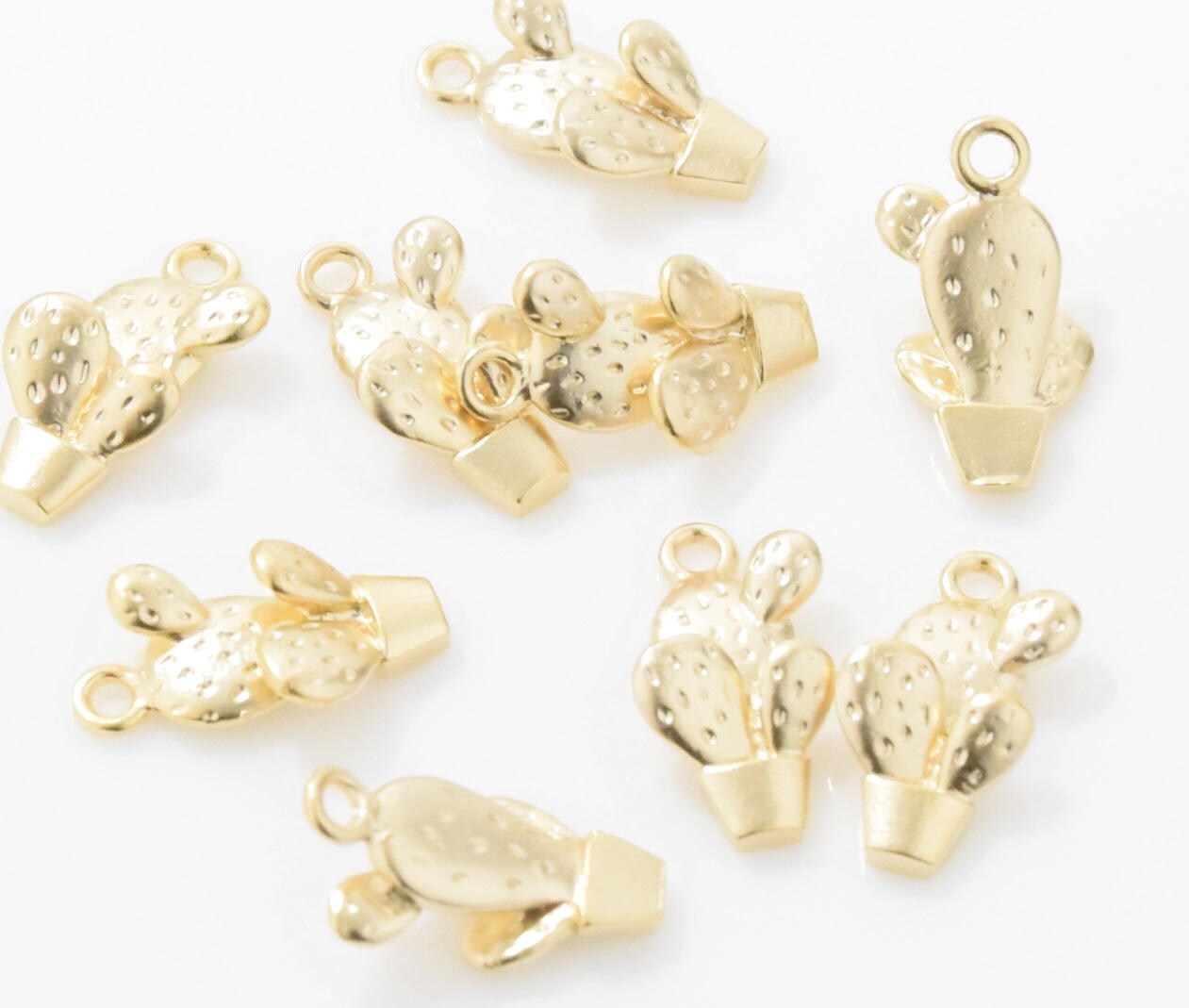 Tiny Cactus Pendant . Cactus Charm . 16K Matte Gold Plated | Etsy