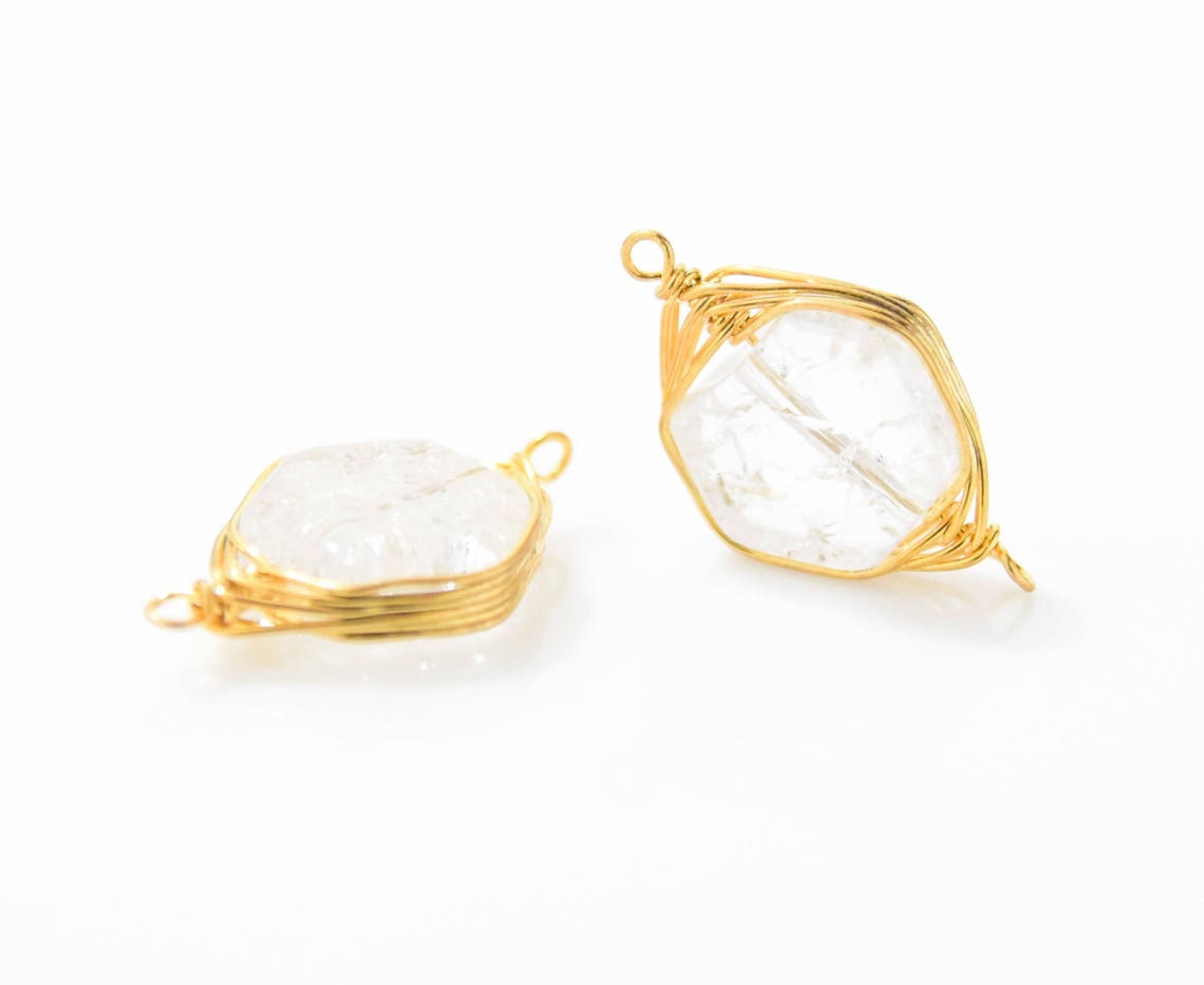 Cracked Crystal Gemstone Connector . Crystal Gemstone Pendant - Etsy