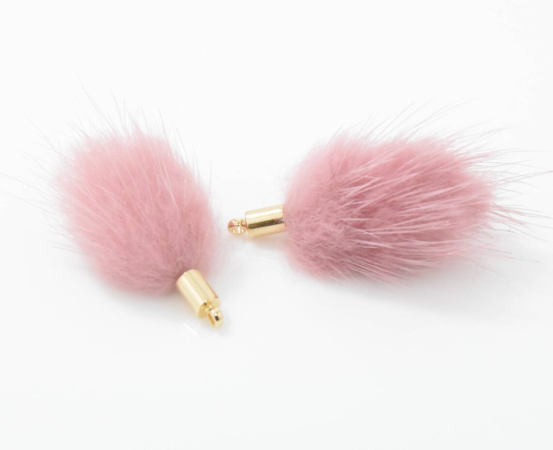 Dark Pink Mink Pendant . Genuine Mink Pendant . Mink Charm . | Etsy