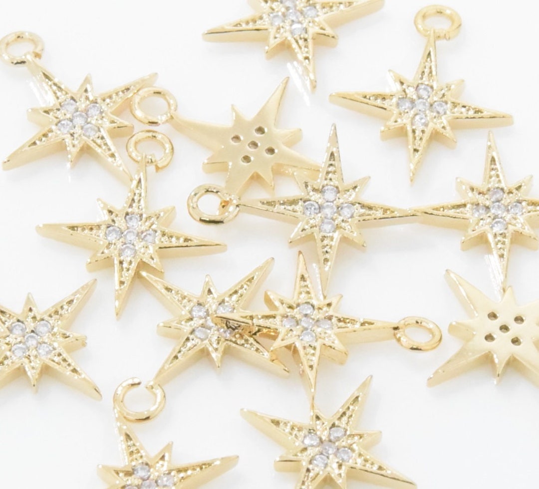 Cubic Star Pendant . Cubic Star Charm . Star Beads . Bridal Jewelry ...