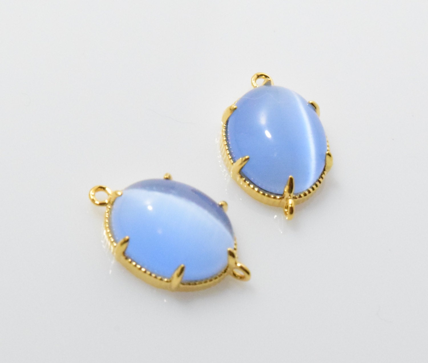 Ice Blue Cats Eye Glass Connector Pendant. Jewelry Craft | Etsy