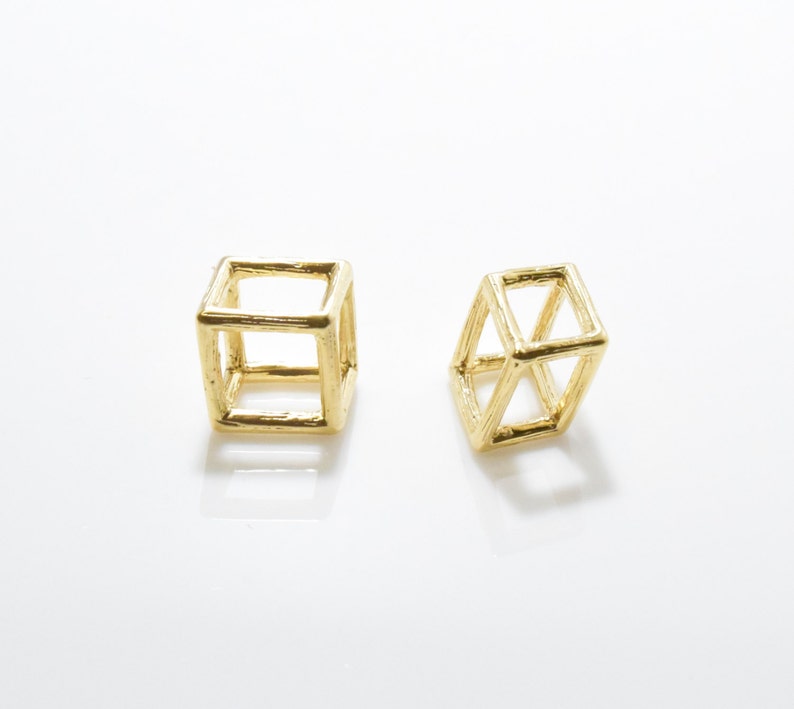 Cube Brass Pendant . Cube Charm . Solid Figure Charm . 16K - Etsy