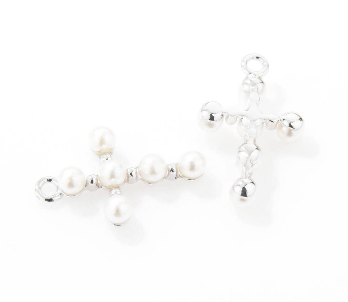 Pearl Cross Pendant . Pearls Cross Charm . Wedding Jewelry . | Etsy