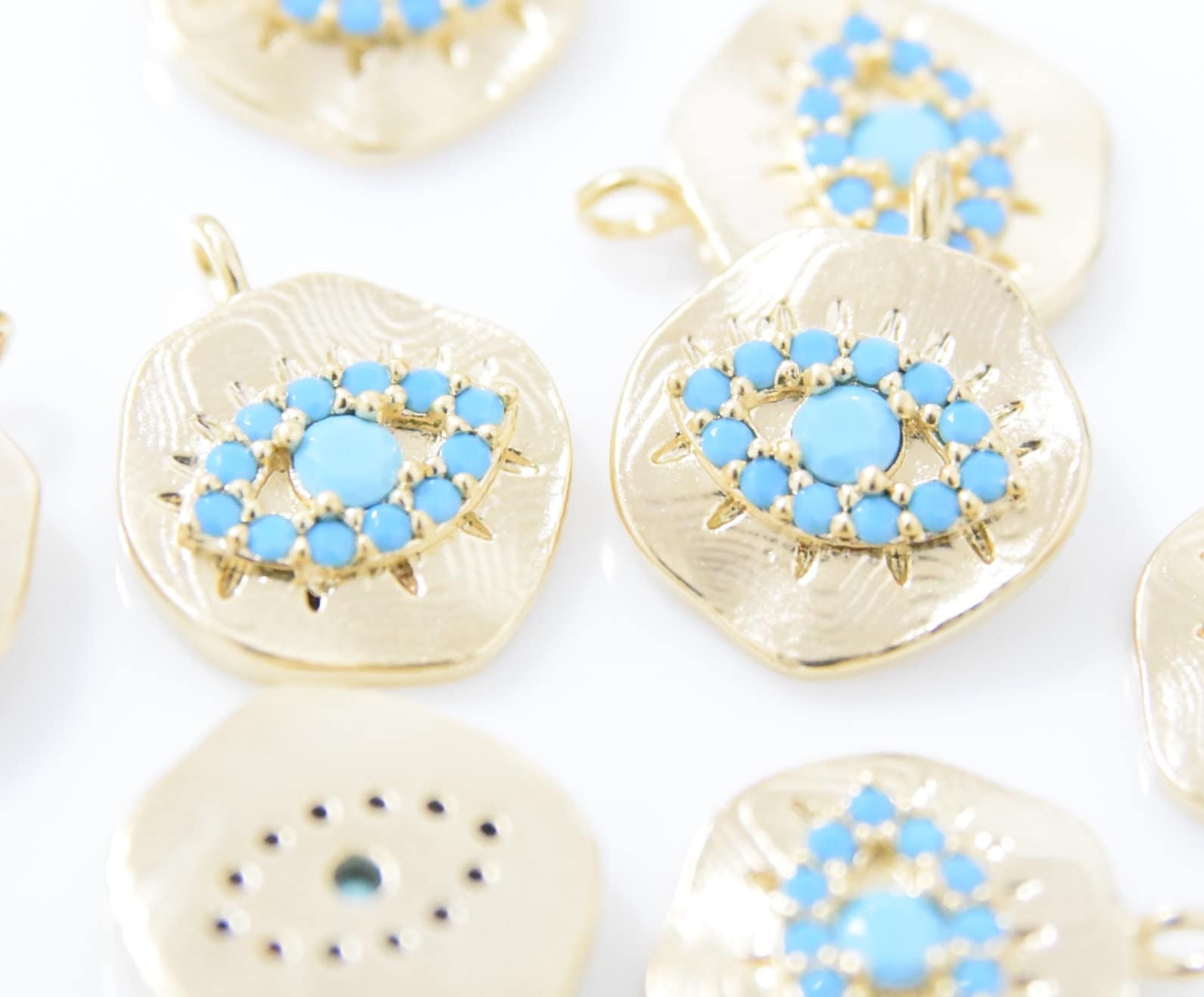 Turquoise Evil Eye Pendant . Evil Eye Charm . Coin Pendant . Coin Charm ...