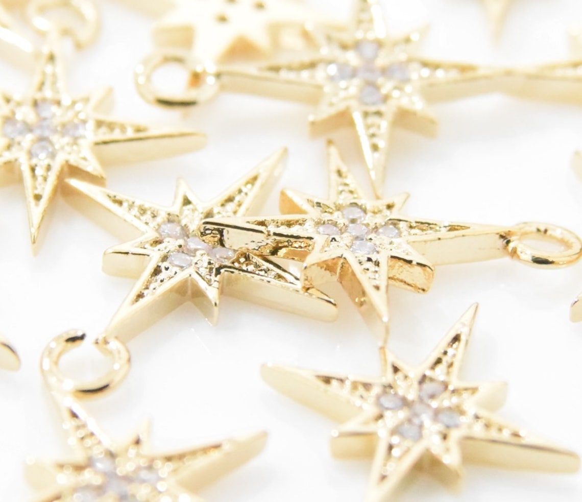 Cubic Star Pendant . Cubic Star Charm . Star Beads . Bridal | Etsy