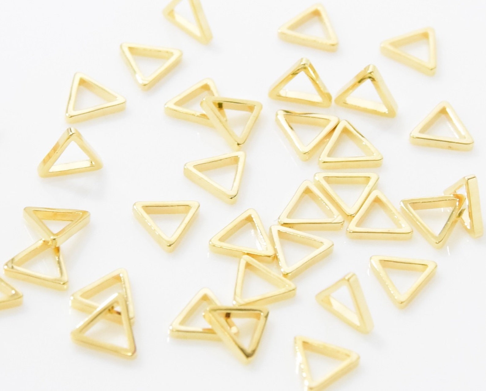 6MM Triangle Pendant . Tiny Triangle Bead . Tiny Triangle Charm . 16K ...