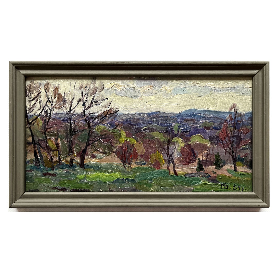 Framed Vintage Original Oil Painting Spring Landscape by Ukrainian ...