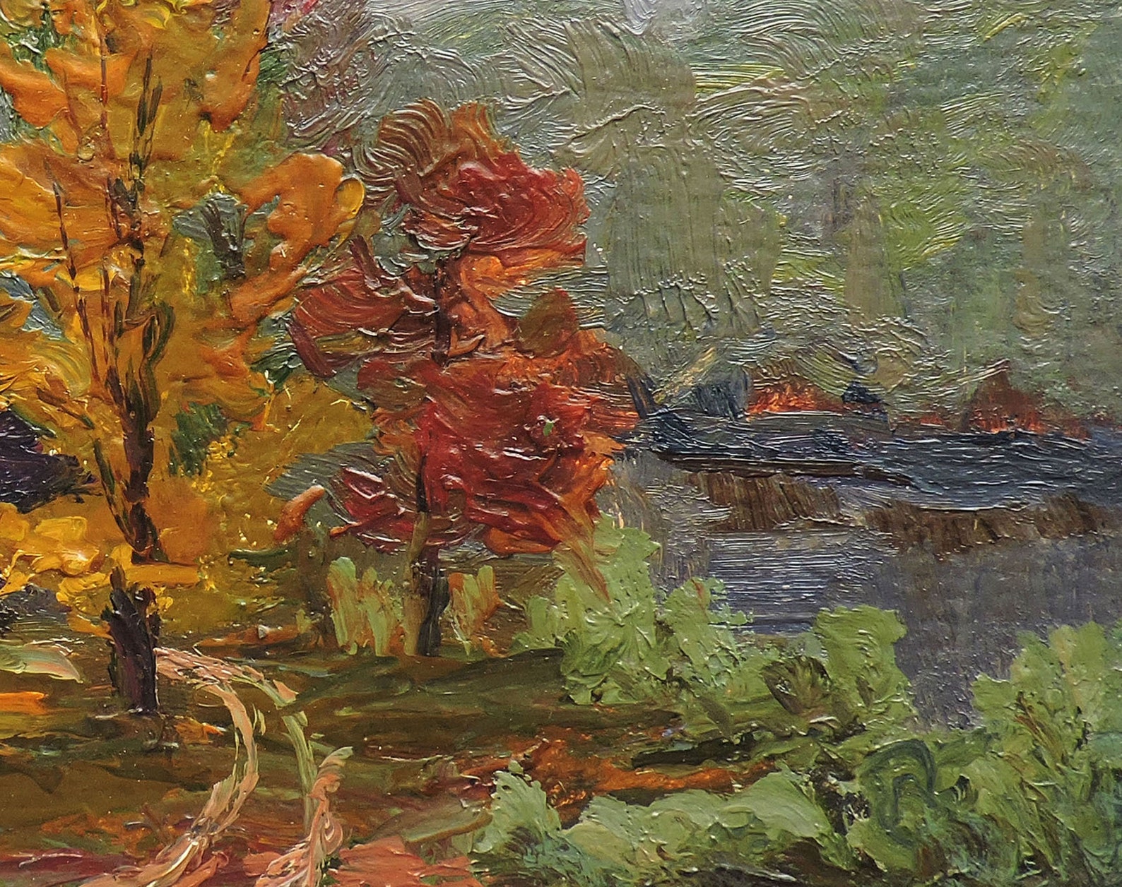AUTUMN LANDSCAPE Impressionist art Original painting Vintage | Etsy